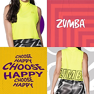 ZUMBA Women's Energy Sleeveless Crop Top, Large, Caution