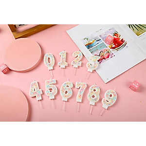 EAKE 1 Birthday Candle Macaron Glitter 3D Number 1 Candles for Birthday Cakes Girl Women Sweet Theme One Years Old Birthday Wedding Anniversary Party Cake Decoration