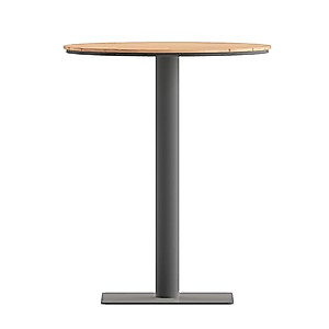 Flash Furniture Finch Commercial Grade Round 24" Table with Faux Teak Poly Slats and Steel Frame, Natural/Gray