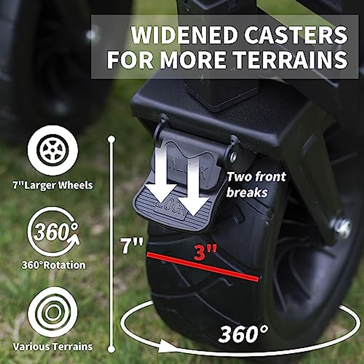 APRIVERT Heavy Duty Folding Cart with Large Capacity, All-Terrain Outdoor Cart with Big Wheels,Garden Portable Trolley & ATV, Utility Wagon for Beach,Shopping,Camping,Fishing,Beige