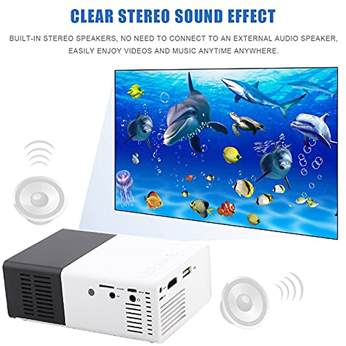 Phone Projector High Peak Mini Space Black Mini Stylish Home Theater Portable Led Projector Projectors Multimedia Player Us Plug Black White (Black and White)