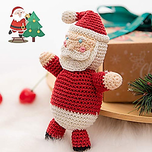 Wooden Baby Rattle with Santa Doll Crochet Organic Montessori Inspired Toy Christmas Gifts Unisex Newborn Rattles Toys