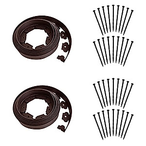 MTB Landscape Edging 40ft Length No Digging Garden Edging Kit Include 36 Spikes, Premium Yard Edging Fence with One Spike per Feet, Brown