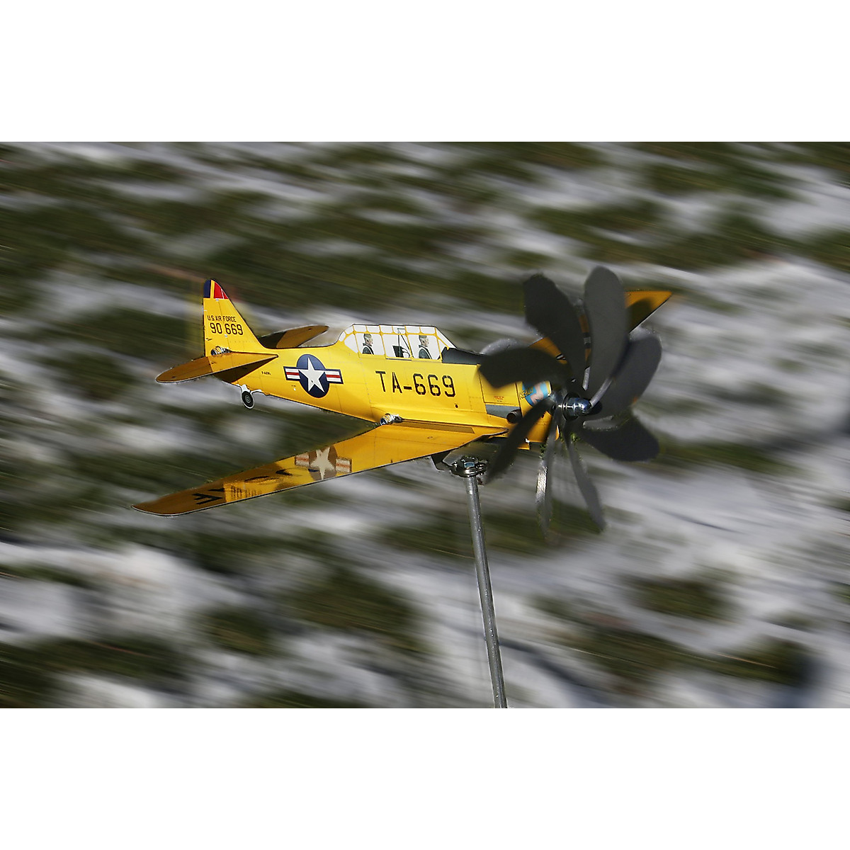 at-6 Airplane Windwheel; Propeller Turns When Windy; Stainless Steel; Garden Decoration