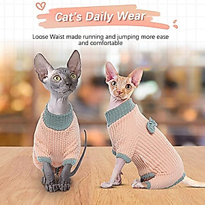 DENTRUN Sphynx Hairless Cats Warm Winter Sweater Cute Pullover High Elasticity Kitten Shirts Breathable Cat Leisure Wear Turtleneck Vest Adorable Cat's Clothes Jacket Pajamas Jumpsuit