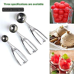 Cookie Scoop Set 3 PCS, with Trigger Large-Medium-Small Size for Kitchen Family Ice Cream Cookie Cupcake Muffin Meatbal multipurpose tainless Steel Ice Cream Scooper