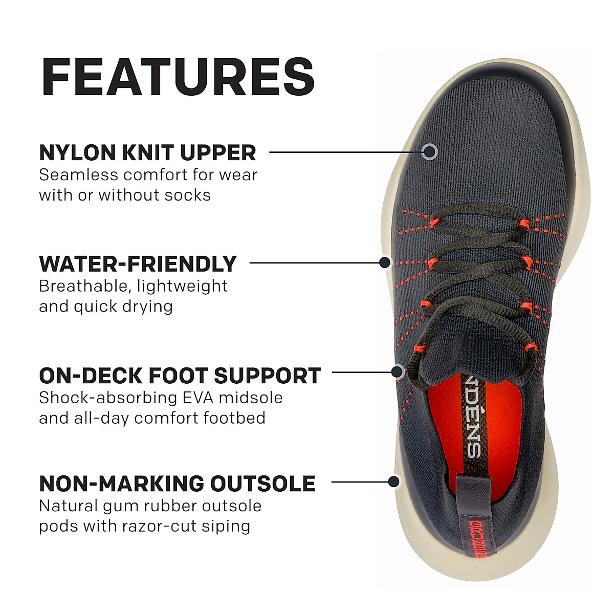 Grundéns Women's Sea Knit Boat Shoe | Lace-Up, Water-Resistant, Anchor, 8.5