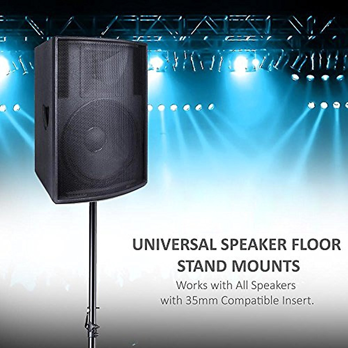 Pyle Universal Dual PA DJ Tripod 2 Speaker Stand Kit with Adjustable Height & Storage Bag Constructed with Heavy Duty Durable Steel & Lightweight for Easy Mobility Safety PIN Screw Locks PSTK107,Black