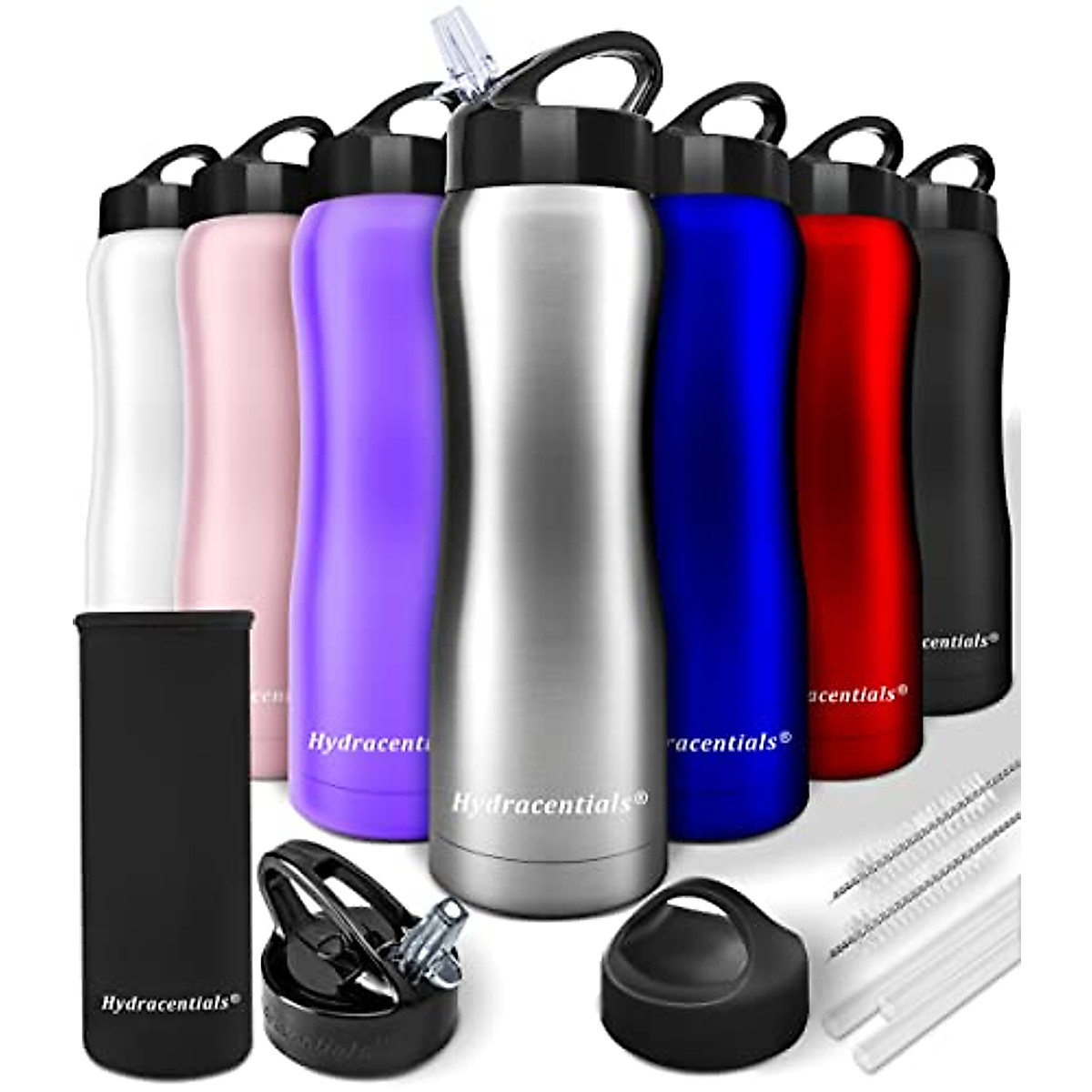 Insulated Stainless Steel Metal Water Bottle with Straw Lid - Vacuum Insulated Water Bottles, Keeps Hot and Cold - Sports Canteen Bottle By Hydracentials