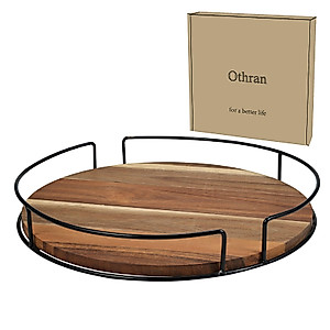 Lazy Susan Organizer, Othran Wood Lazy Susan for Table 13-inch Kitchen Organizer Lazy Susan Organizer for Cabinet Spice Fridge Pantry Countertop, 360 Degree Turntable