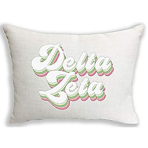 Sorority Shop Delta Zeta Pillow – Retro Design, 12" x 16" Lumbar Pillow Sorority