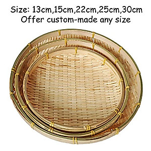 100% Natural Handmade Woven Bamboo Basket Tray U Shape Holder Bulk Food Flat Shallow Basket Size 5inch 6inch 10inch 15inch Bulk All Size Available for Customizing (13cm/5")