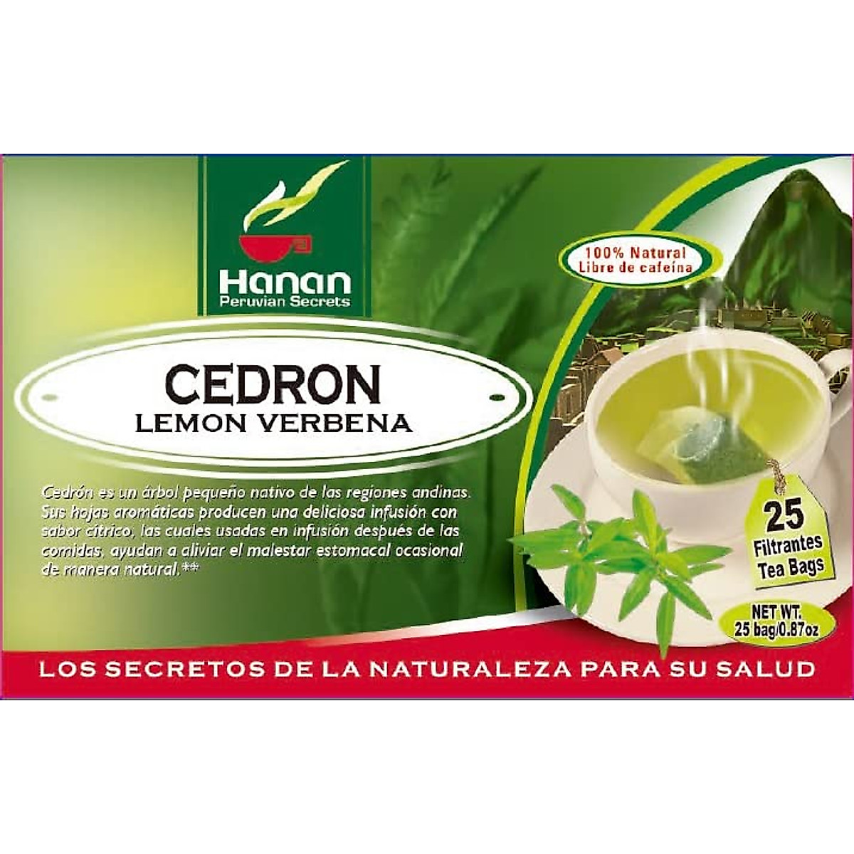 Lemon Verbena 25 Teabags of Cedron Herbal Tea All Natural Lemon Beebrush from Peru Used to Add Lemon Flavor in Cooking Perfumes Essential Oil