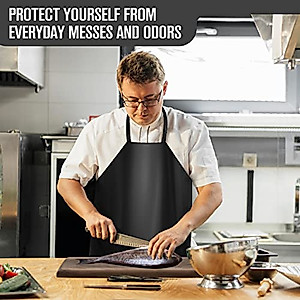 Houseables Heavy Duty Apron, Waterproof Rubber Aprons, 39x26, Vinyl, Plastic, Black, Long, Water Proof & Resistant, Thick Butcher Industrial Bib, For Dishwashing, Dishwasher, Kitchen, Dog Grooming