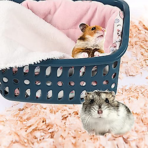 POPETPOP Hamster Plaything Rat Hammock Hanging Basket with Cushion Blanket Hamster Warm Bed Cage Habitats Plush Hideout Pet Cage Accessories for Squirrel Rat Guinea Pig Blue Pet Hanging Hammock