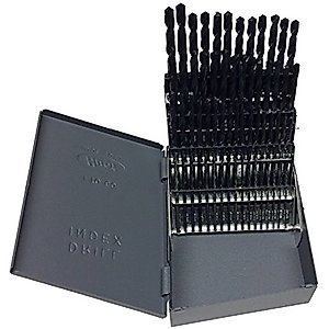 Drill America DWD60J-SET 60 Piece High Speed Steel Drill Bit Set (Wire Sizes: #1 - #60) with Black Oxide Finish, DWDN Series