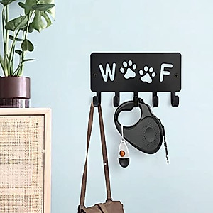 10 o'clock Key Holder Decorative Dog Leash Holder for Wall, 5 Hooks 10×6 in Dog Mom Gifts Leash Holder Paw Storage Rack for Entrance Living Room-Gift for Dog Lovers