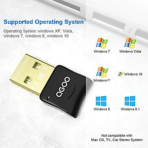 USB Bluetooth Dongle, QGOO Bluetooth 4.0 Adapter Bluetooth Receiver for PC Laptop Desktop Keyboard Mouse Headset Speaker Smartphone Tablet Compatible with Windows 11/10/8.1/8/7/XP/Vista/XP