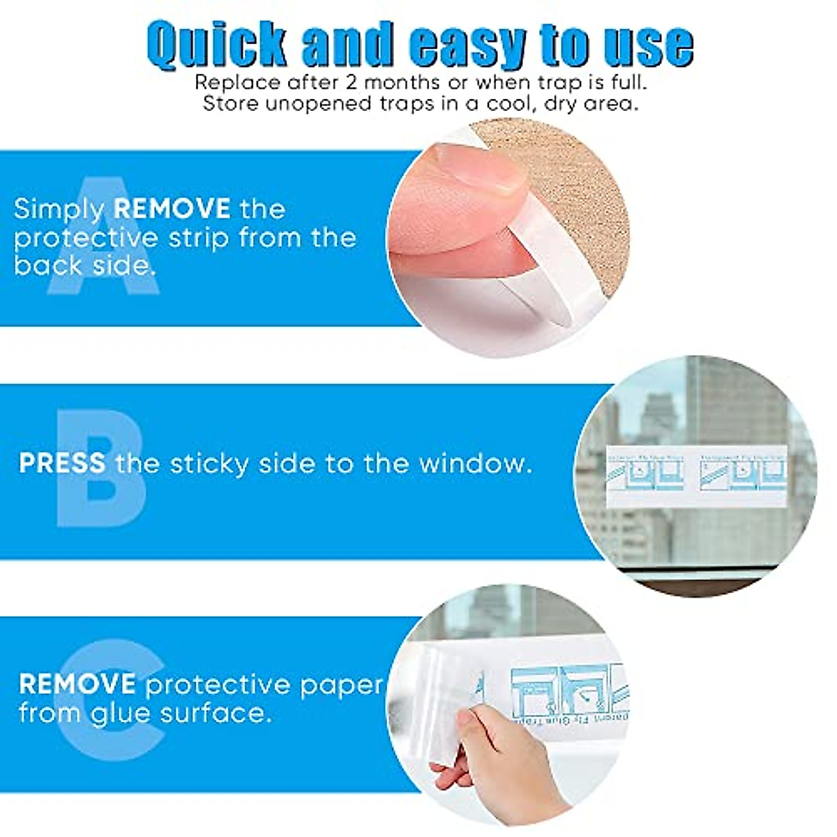 SEEKBIT 20 Pack Sticky Window Fly Traps for House, Clear Bug Killer Indoors, Fly Catcher Sticky Trap for Gnats, Ladybugs, Houseflies Glue Traps Keep Flying Insects Away