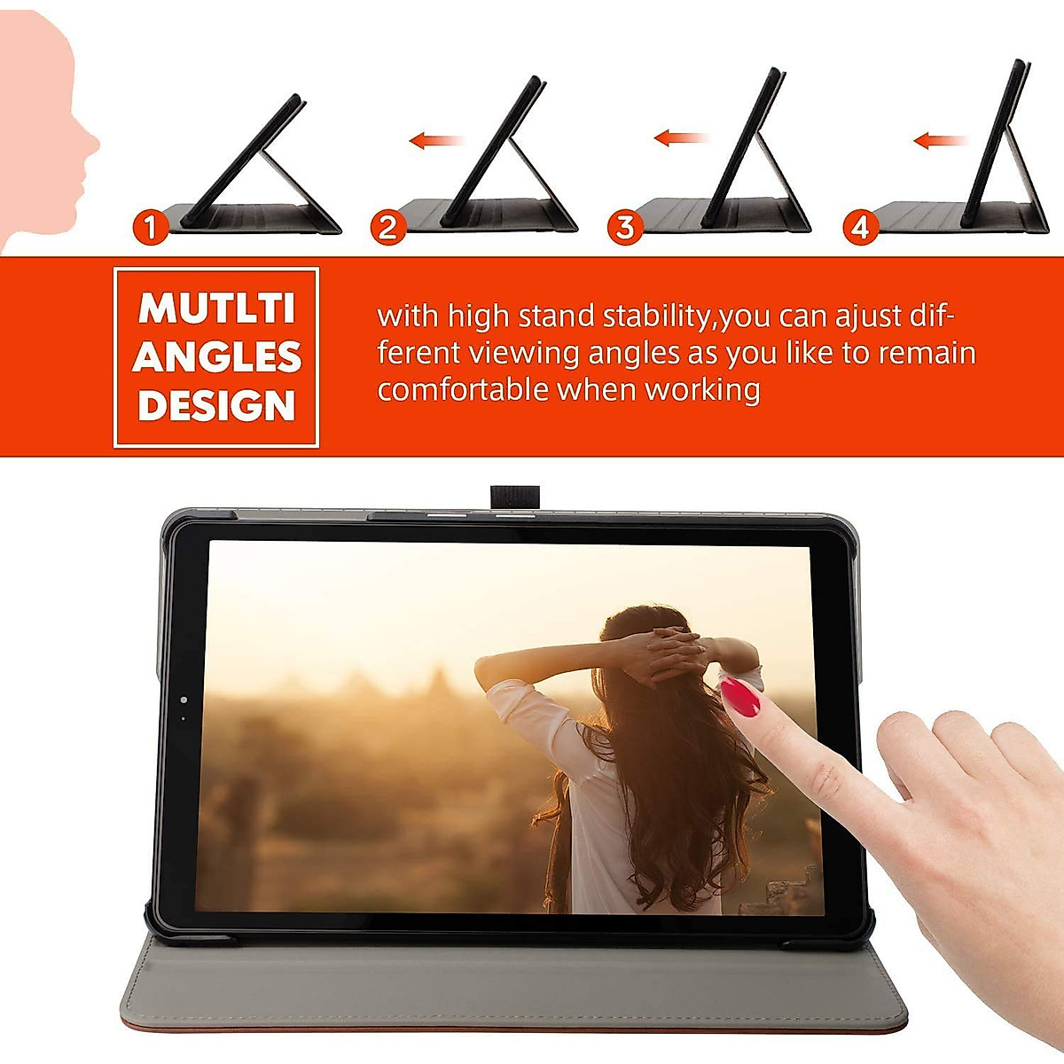 ZoneFoker for Samsung Galaxy Tab A7 10.4 2020 Case, Business Leather Cover, Multi-Angle Viewing Folio Stand Case with Pen Holder Pocket for Galaxy Tab A 7 10.4 SM-T500/T505/T507-(Blue)