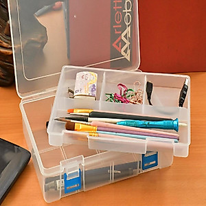 CSNGHSD Plastic Pencil case, Large Plastic Pencil case with lid. Transparent. Hard Pencil Double Storage Multi-Layer Tool Box for School Art Box