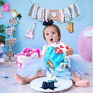 1st Birthday Banner for Alice in Onederland - Scrappy Banner, Alice in Wonderland Fabric Garland, Highchair Banner, Photo Prop, Birthday Decor, First Birthday Party (Alice in ONEDERLAND)