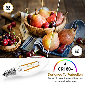 DORESshop Dimmable E12 Candelabra LED Bulbs 40 Watt Equivalent, 2700K Warm White, 4.5W Clear Filament LED Chandelier Light Bulbs, 450lm, B11 Vintage Ceiling Fan Light Bulb with Flame Tip, 3-Pack