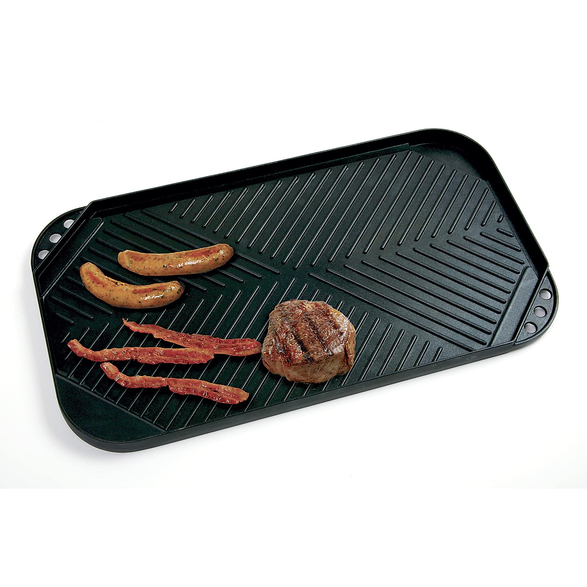 Norpro Nonstick Heavy Duty Double Burner Griddle, 19in/48cm x 10.5in/26.5cm x .75in/2cm, Teflon Platinum