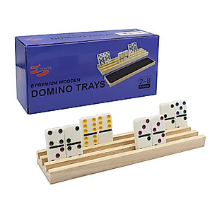 Yuanhe Wooden Domino Racks/Trays Set of 8, Domino Tiles Holders