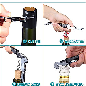 3 in 1 Wine Key, Corkscrew, Bottle Opener, Beer Opener, Wine Key for Bartenders, Corkscrews for Wine Bottles, Waiters Corkscrew and Foil Cutters for Sommeliers, Waiters and Bartenders, Black