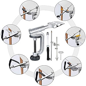 RUIXIN PRO RX-008 Kitchen Knife Sharpener System with 10 Whetstones, 360° Rotation Flip Design, Fixed Angle Stainless Steel Professional Chef Knife Sharpening Kit Fine Grinding Polishing Tool