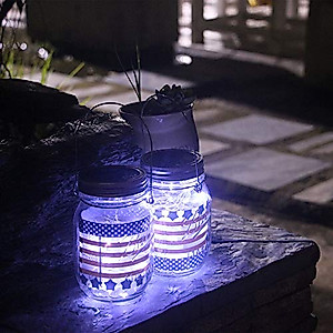 YJFWAL Solar Mason lid Light,8 Pack 30Led Mason jar Fairy Lights,Including 8 Hangers and 2 PCS Fairy Decor PVC (Jars Not Included), Best for Courtyard Garden, Interior Decora (Cool White)