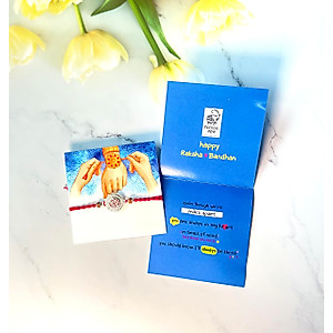 Eximious India Rakhi For Brother - Set of 2 With Card Rudraksha Ganesha Pendant For Raksha Bandhan Designer Rakhi Thread for Bhaiya (Design 2)