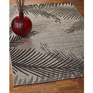 LR Home Captiva Shaded Palms Indoor/Outdoor Area Rug, 5' x 7', Beige/Black