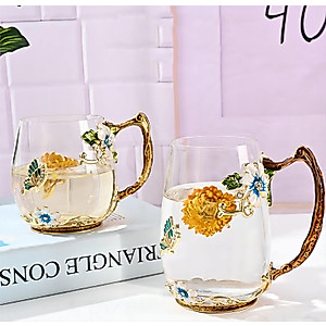 Wisolt Valentines Gifts for Women Anniversary Christmas Mothers Day Gifts Ideas Glass Tea Mugs for women Gifts for Mom Grandma Sister Coworker Teacher Friend Glass Coffee Mug with Spoon Set