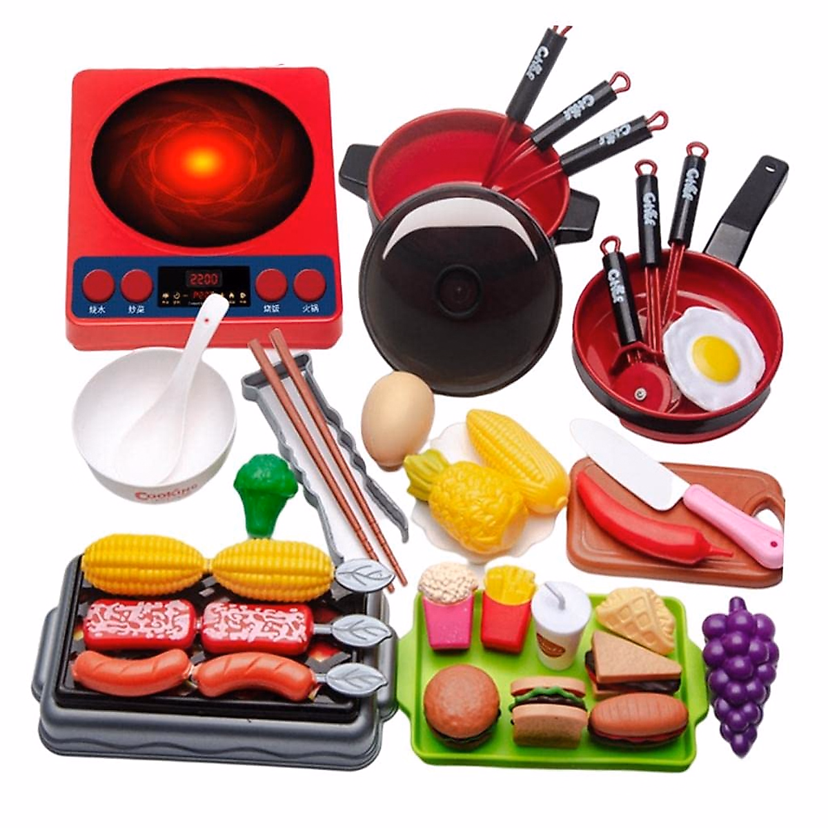 Kitchen Toys Accessories Set, Toddler Pots and Pans Cookware Playset, Pretend Play Cooking Utensils, Gifts for 3 4 5 6 Year Olds Girls and Boys , 51pcs (Type a 43pcs)