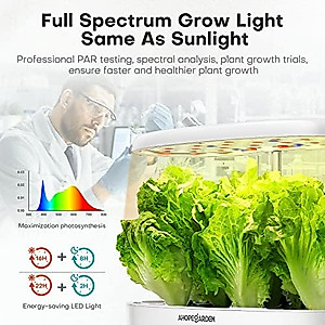 Ahopegarden Indoor Garden Hydroponics Growing System: 12 Pods Plant Germination Kit Herb Garden Kit Growth Lamp Countertop with LED Grow Light Hydrophonic Planter Grower Harvest Vegetable Lettuce