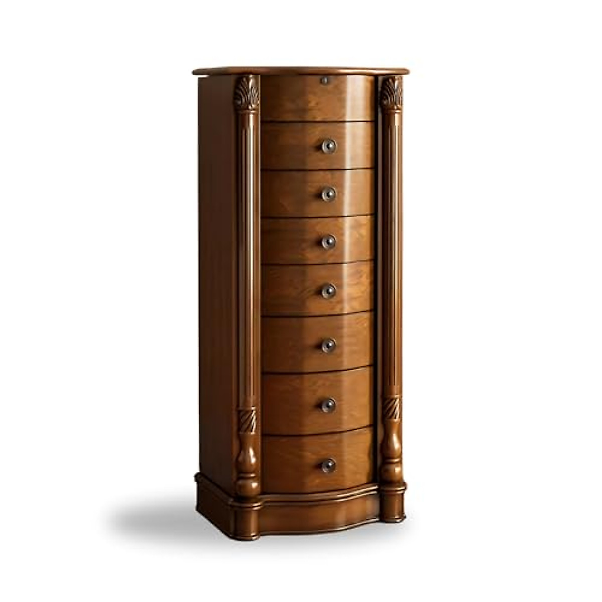 Hives and Honey Annette Standing Jewelry Armoire, Locking Jewelry Cabinet, 7 Drawers, Necklace Hooks, Mirror, Secure Storage, Dual-Sided Doors, Handcrafted Antique Finish, Elegant Organizer, Walnut