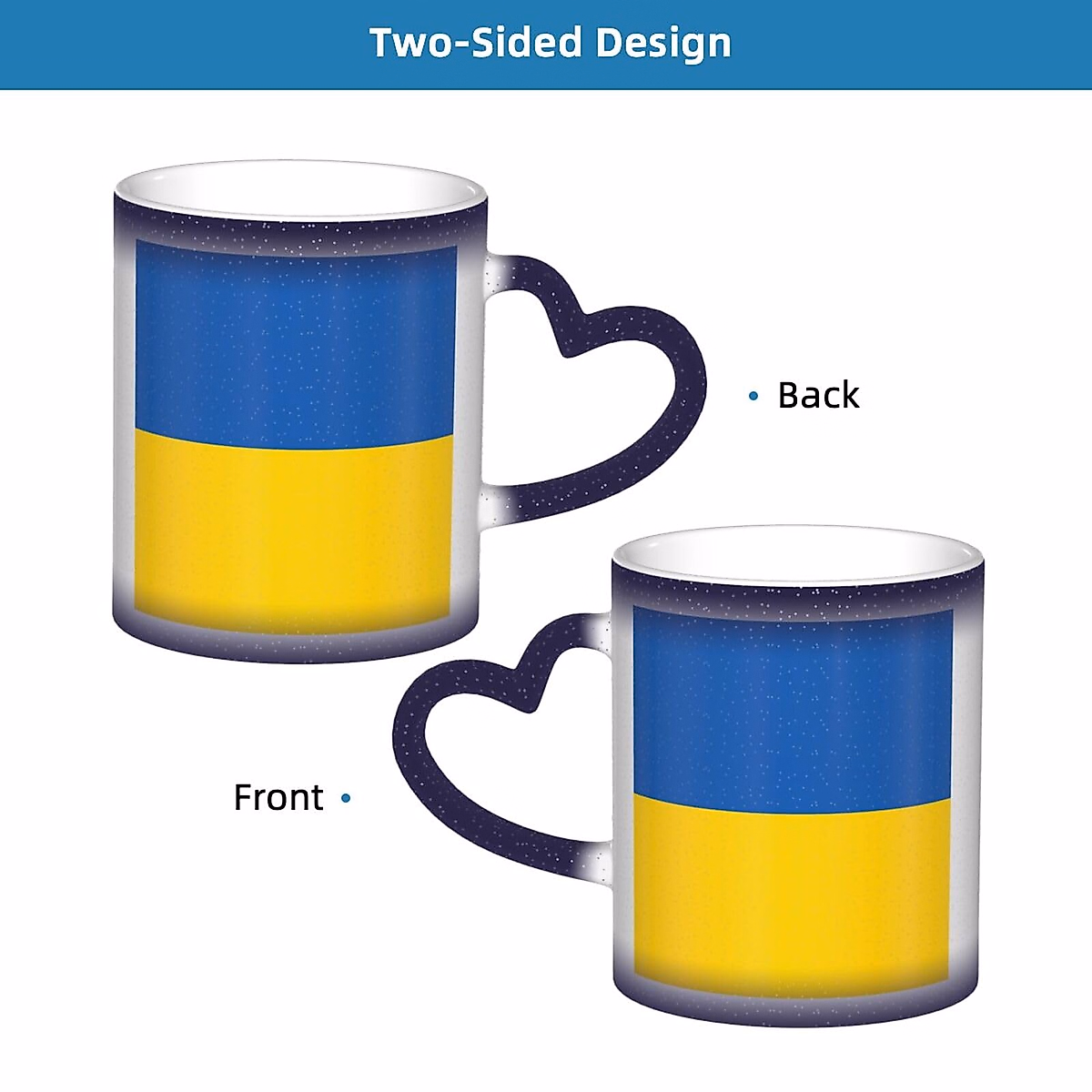 BBEXJIGY Flag of Ukraine Print Thermal Reactive Coffee Mug Ceramic Cups That Change Color with Heat