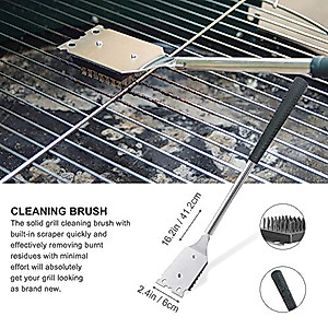 Grilljoy 8pcs BBQ Grill Tools Set. Extra Thick Stainless Steel Fork, Spatula,Tongs& Cleaning Brush - Complete Golf-Style Grilling Accessories with Long Heat-Resistant Grip