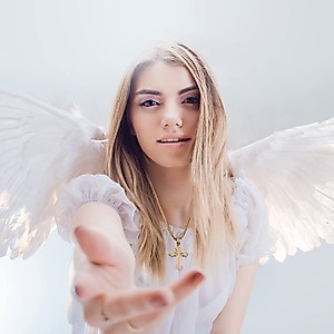 PHENGEL 12 month birthday stone Cubic Zirconia 5A Cz Cross Religious Pendant gorgeous Necklace (14K-Gold-11-Nov)