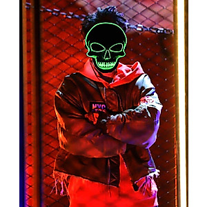 WENTAOWULUE LED Halloween Face Mask Skull Skeleton Light Up Full Face Mask Green