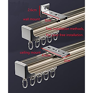 Ceiling Curtain Track Set,Room Divider Track, Shower Curtain Track Set with Hooks and All Accessories for Living Room, Bed Room, Closet and Sliding Door (champagne, For Spaces 6ft - 12ft Wide)