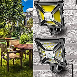 XCMVCN Solar Outdoor Lights, IP65 Waterproof Motion Sensor Solar Powered Lights, 3 Intelligent Lighting Modes, with Remote Control,Wall Securi ty Lights for Fence Yard Garden Patio Front Door