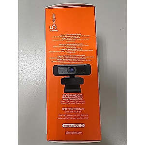 j5create USB Streaming Webcam - 1080P HD with 360° Rotation, High Fidelity Microphone, Plug and Play for PC/Mac/Laptop/Desktop/Skype/YouTube/Zoom/Facetime, Suitable for Conferencing/Calling (JVCU100)