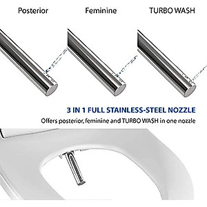 VOVO VB-6100SR Electric Smart Bidet Toilet Seat with Dryer, Heated Toilet Seat, Warm Water, LED Nightlight, Self Cleaning Nozzle - White, Round