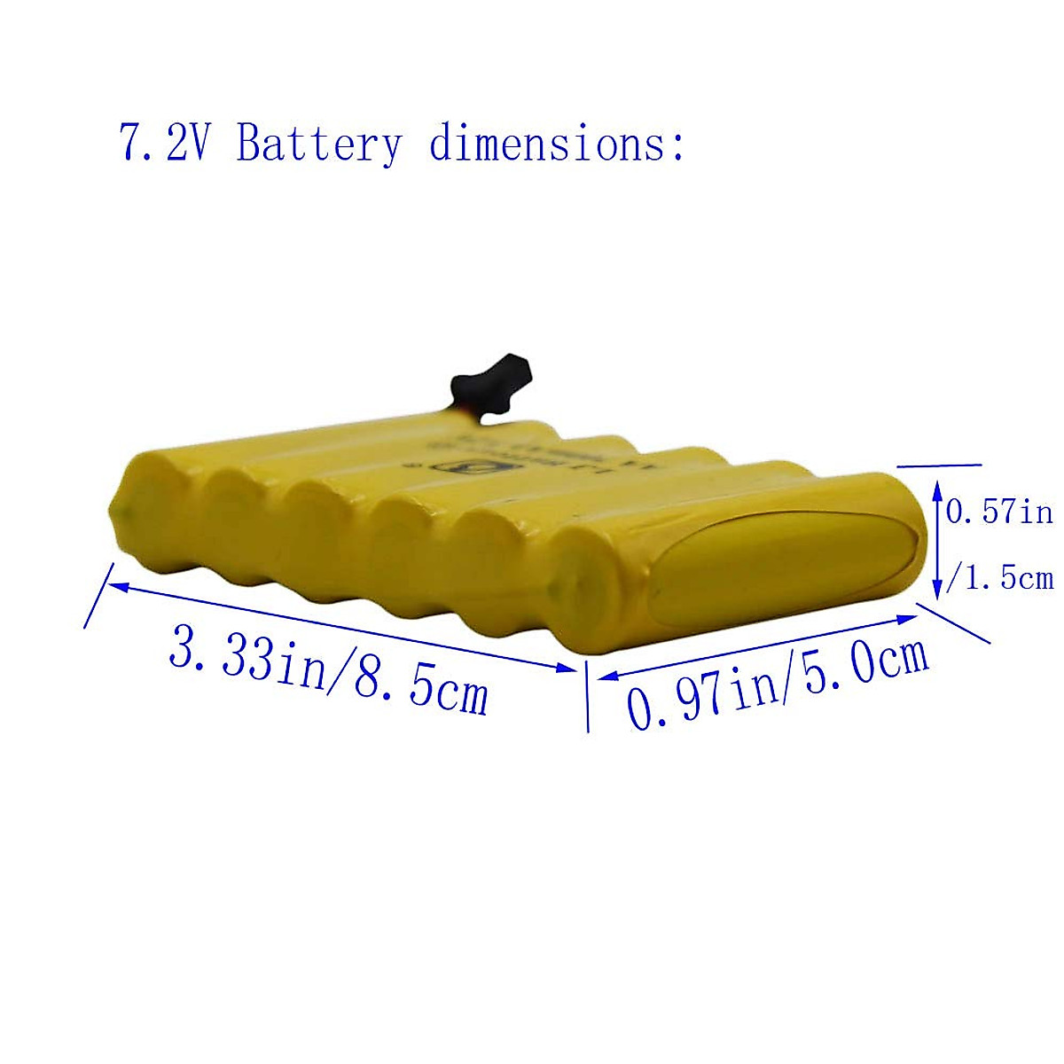 Blomiky 2 Pack 7.2V 700mAh Ni-Cd Rechargeable Battery Pack with SM 2P Plug Replacement for Old Version 15 Channel Huina 1550 550 RC Excavator 7.2V 700mAh Yellow 2