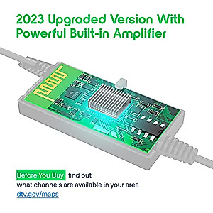 Antier Indoor Digital Tv Antenna – Best Powerful Amplifier, Signal Booster & Has up to 400+ Miles Range, Support 8K 4K Full HD Smart and Older Tvs with 16ft Coaxial Cable [2023 Release]