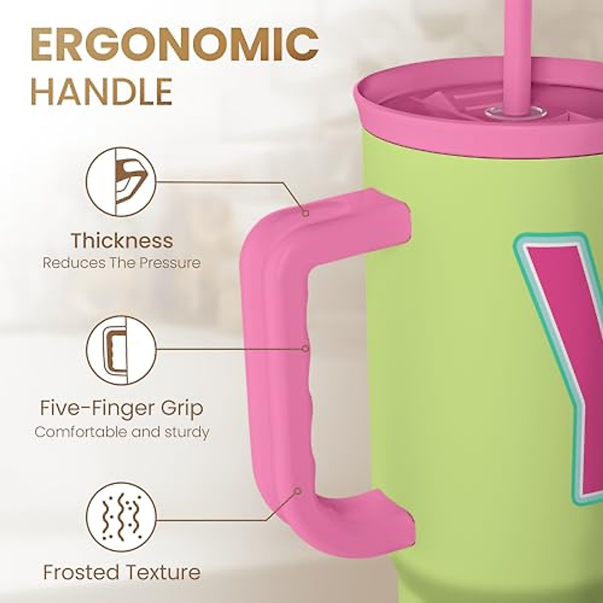 SANDJEST Stainless Steel Slider Tumbler With Handle 40oz & Jewelry Case with Initial Y