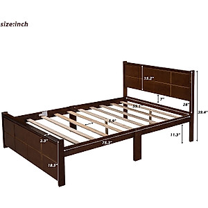 STP-Y Twin Size Platform Bed, Wood Platform Bed Frame with Headboard and Footboard, Solid Wood Legs, Wood Slats Support, No Box Spring Needed, Easy Assembly, Platform Bed Frame for Kids Teens Adults(W